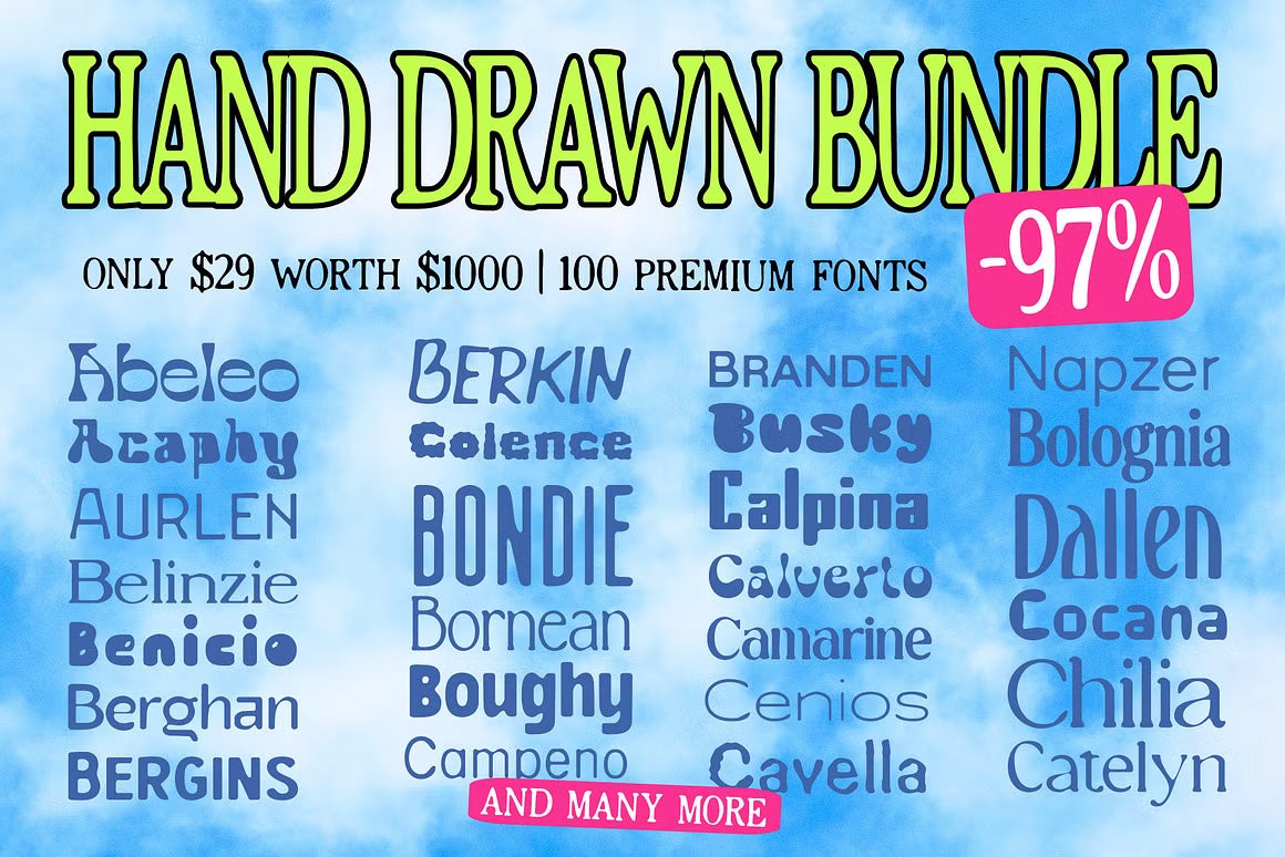 97% OFF HAND DRAWN FONT BUNDLE – Pixel Surplus