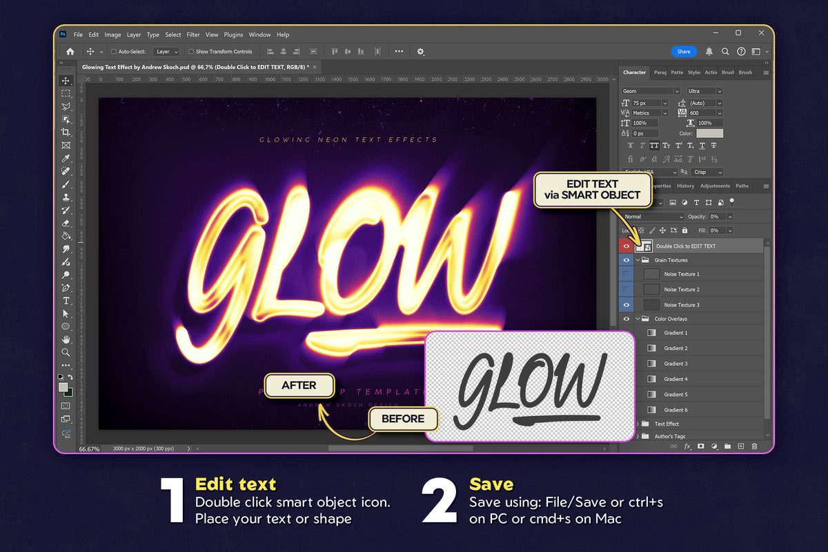 Glowing Text Effect – Pixel Surplus