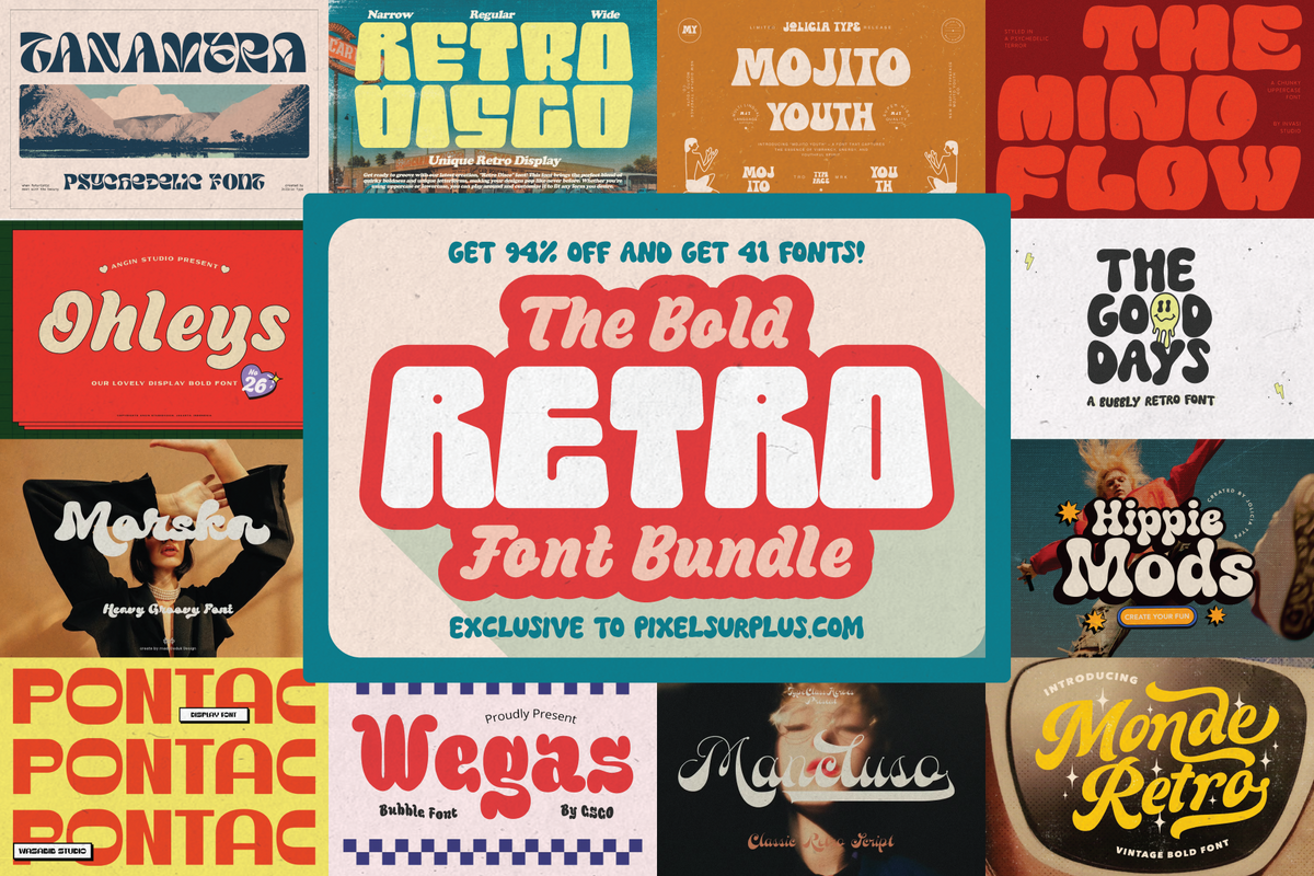 The Bold Retro Font Bundle – Pixel Surplus