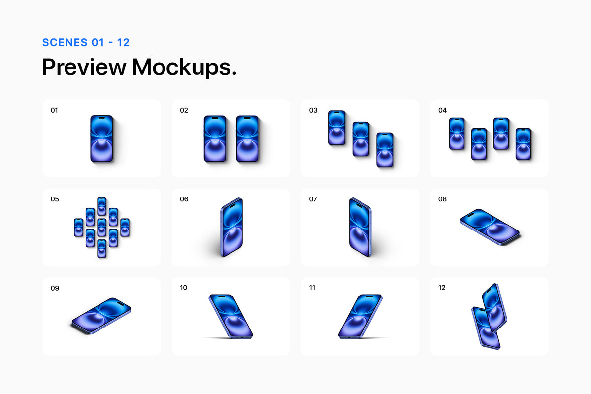 iPhone 16 - 24 Mockups Scenes – Pixel Surplus