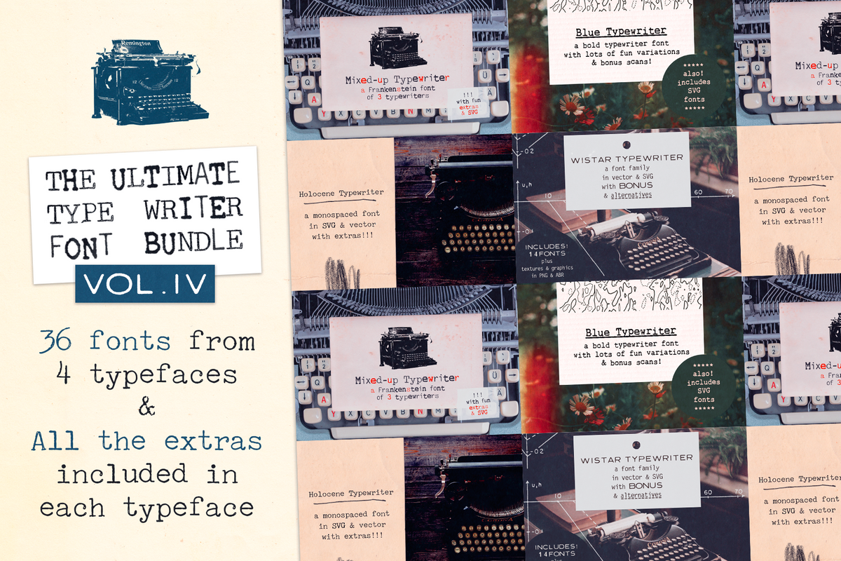 Typewriter Font Bundle Vol. 4 – Pixel Surplus